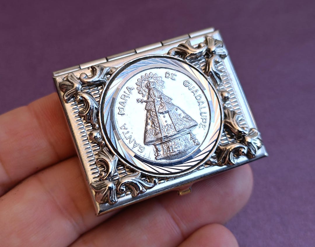 1980s Santa Maria De Guadalupe Pill Box, Virgin Guadalupe Pill Box ...