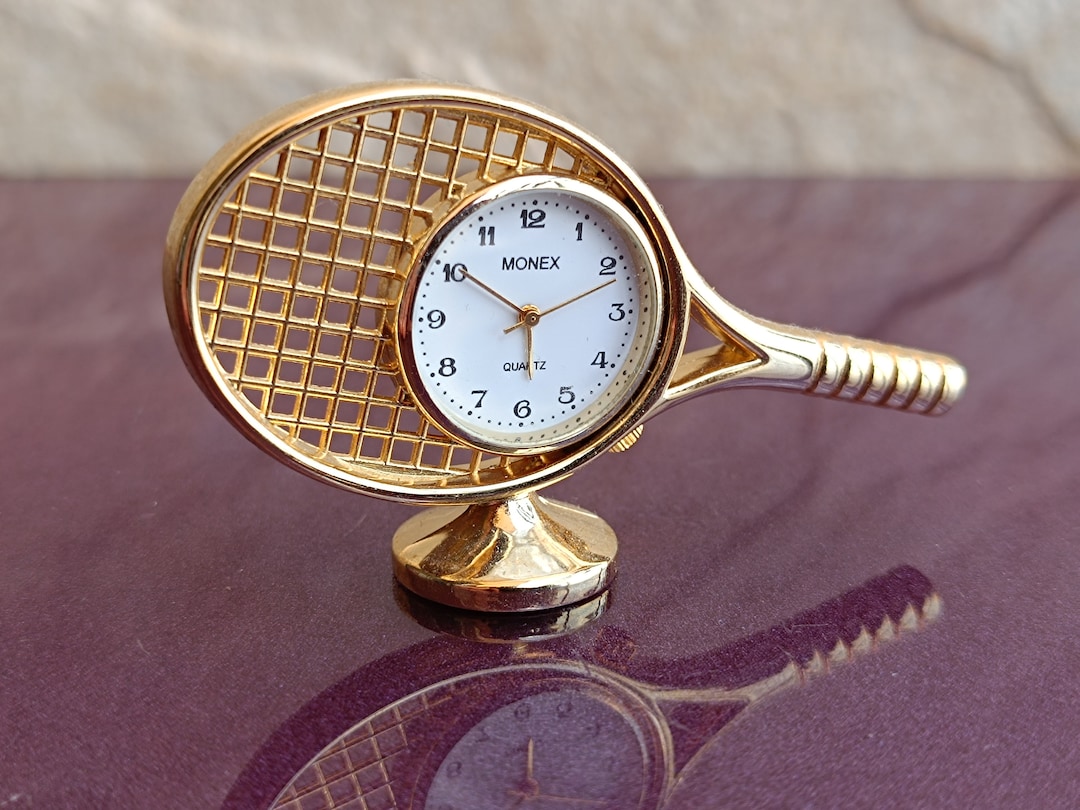 1970 MONEX Tennis Racquet Quartz Clock, Quartz Watch, Small Table Clock ...
