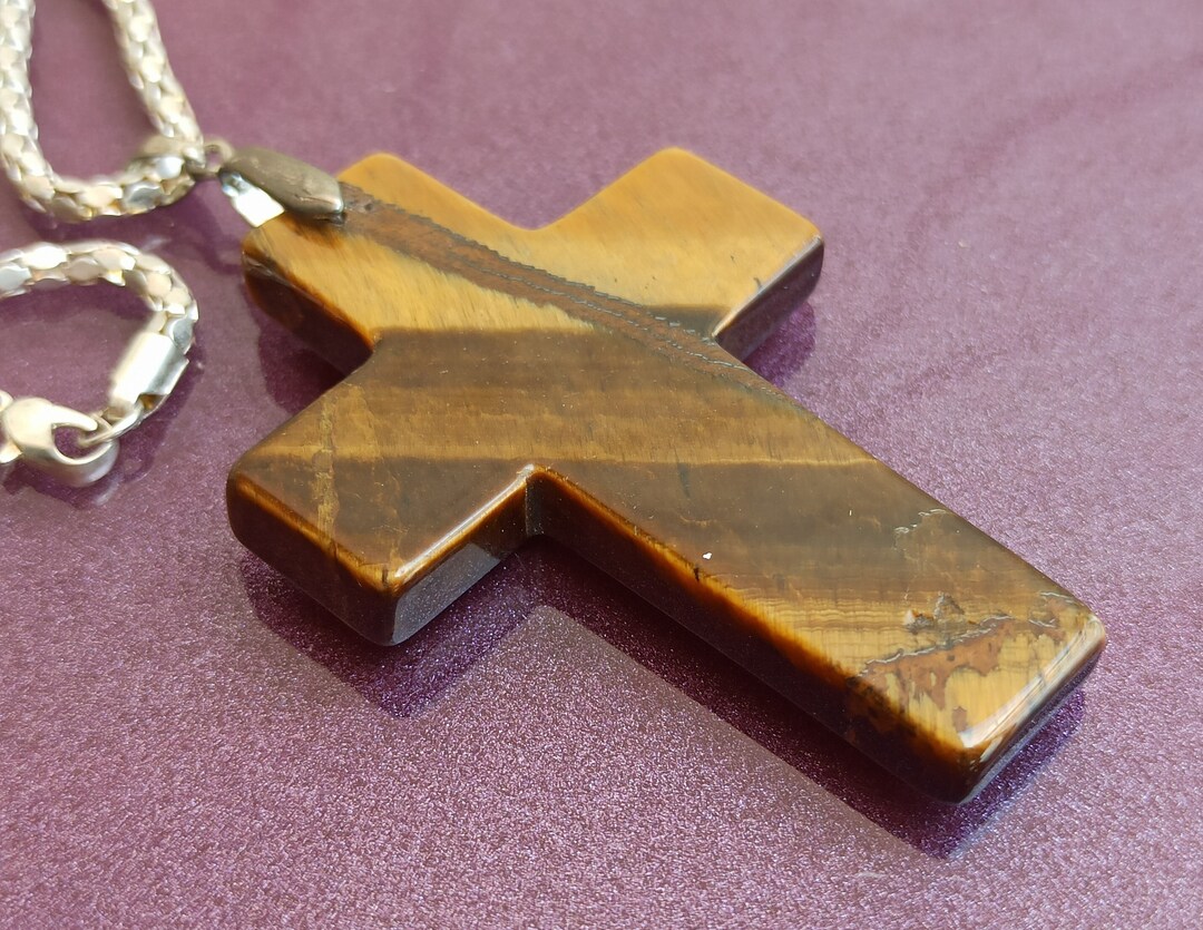 Tiger Eye Stone Cross Pendant, Natural Tiger's Eye Gemstone, Tiger Eye ...