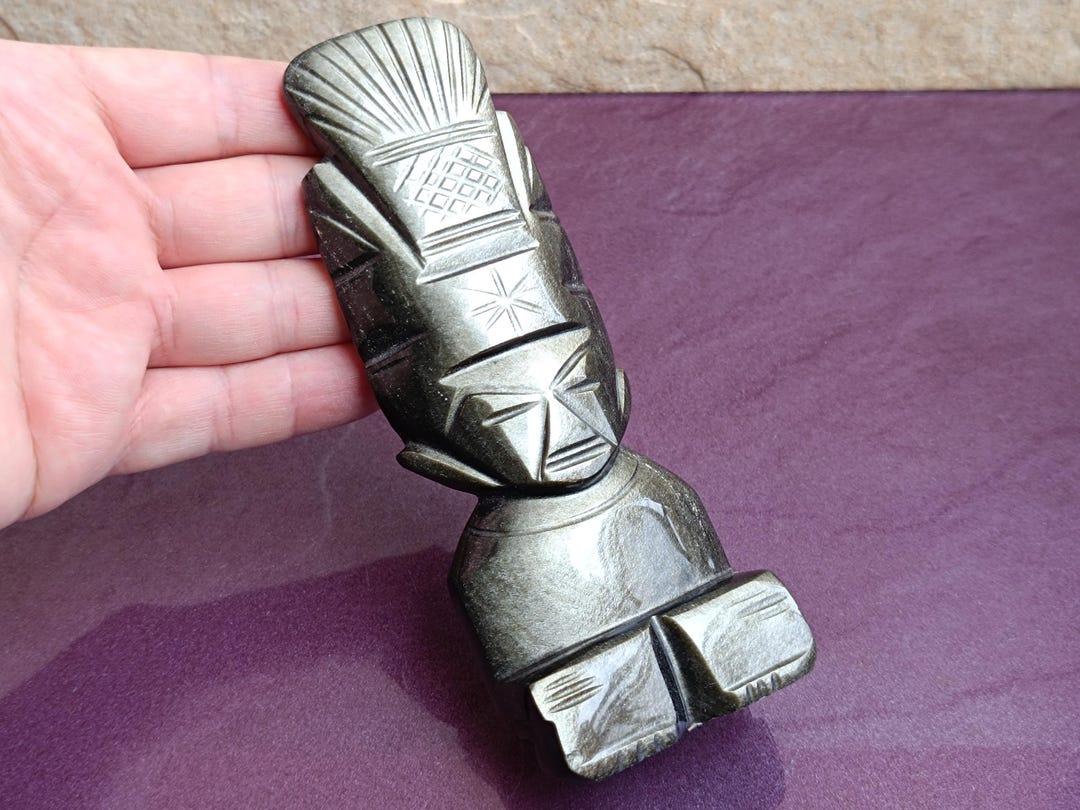 1980s Aztec God of Health and Medicine, Black Obsidian Figure ...