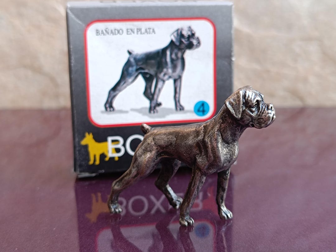1970s Silver Plated Boxer Figurine, Miniature Dog Figure, Dog ...