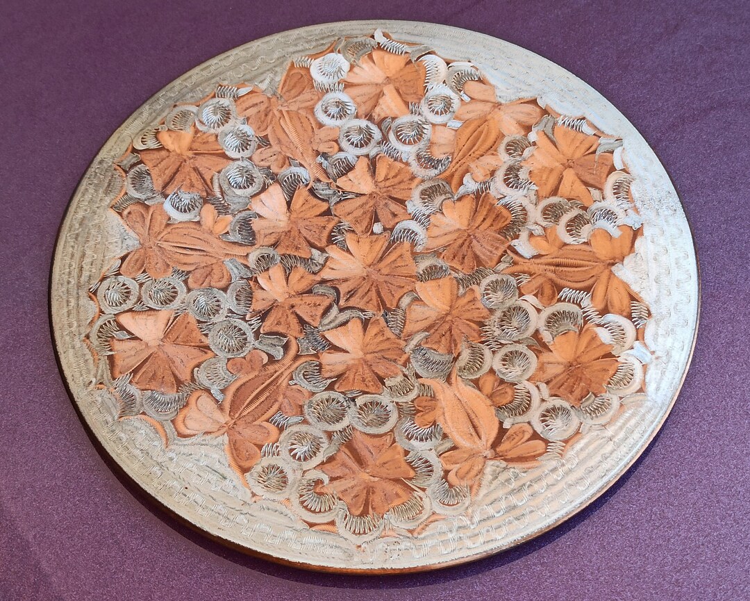 1970 Handmade Brass Plate, Handmade Pattern Engraving, Collection Plate ...