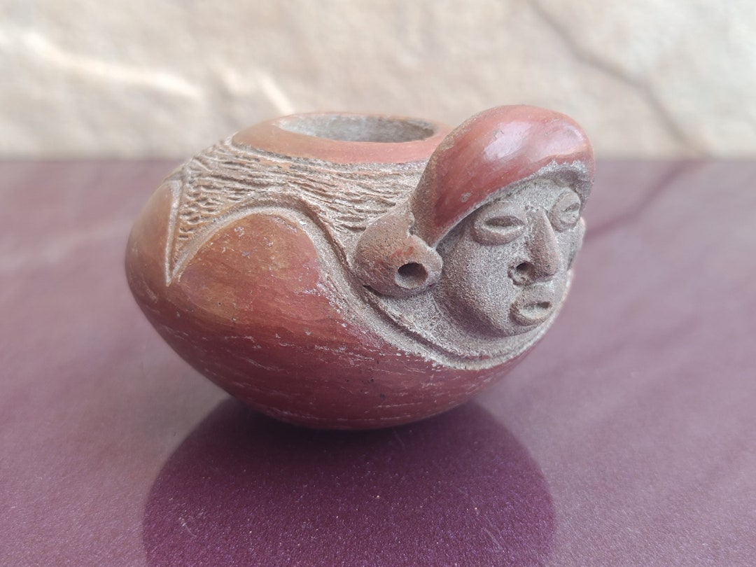 Valdivia Culture Vessel Figurine, Handmade Clay Pre-columbian Figure ...