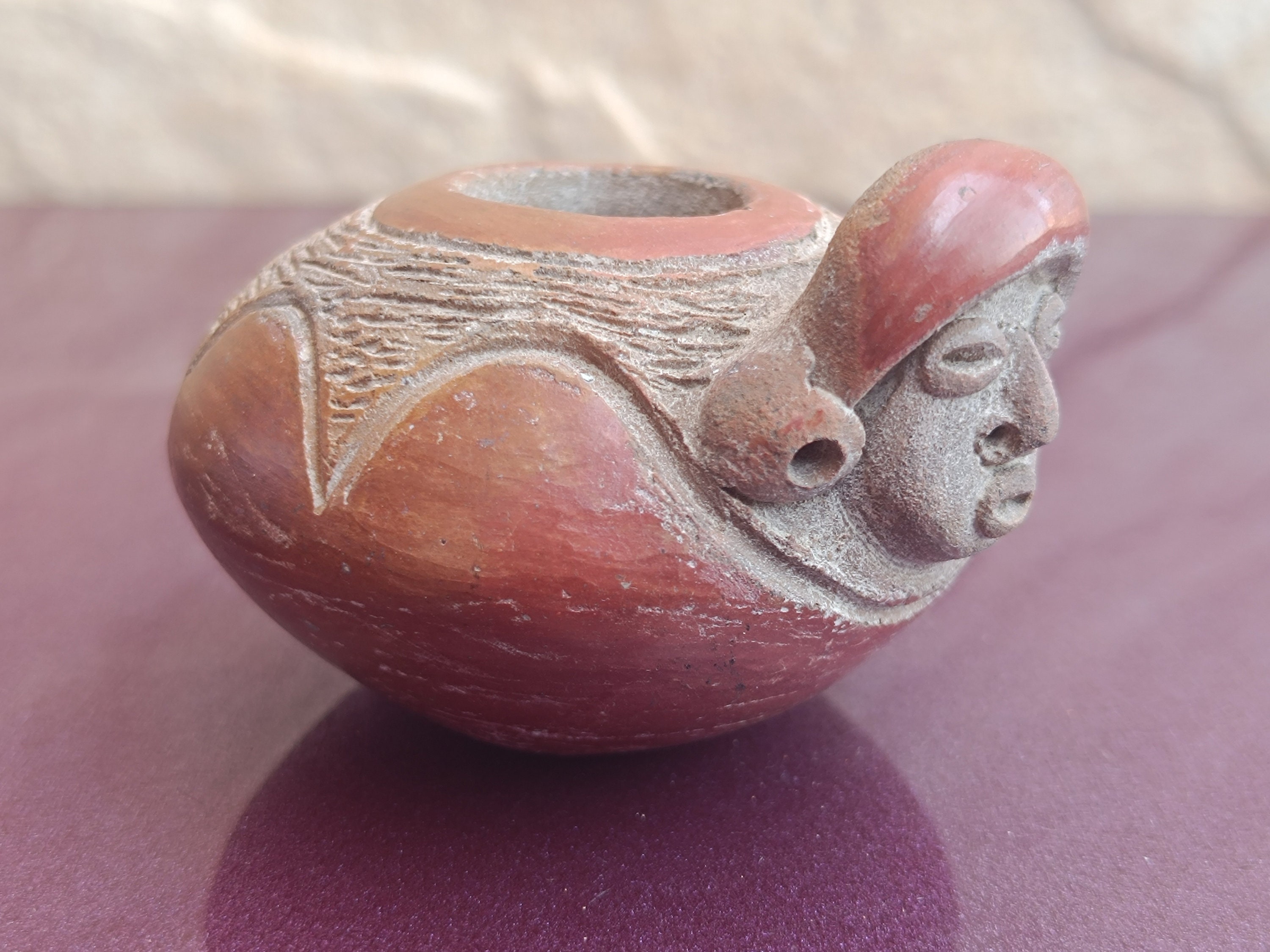 Valdivia Culture Vessel Figurine, Handmade Clay Pre-columbian Figure ...