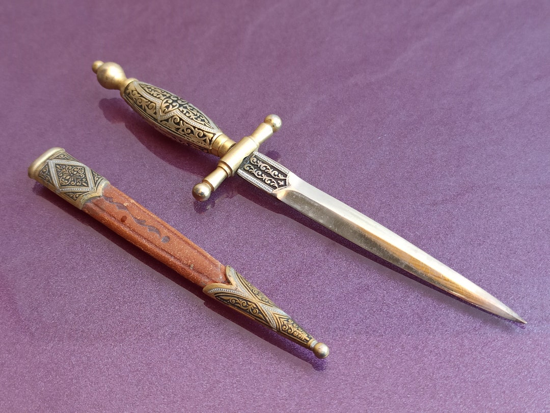 Toledo LETTER OPENER Letter Opener Sword in Scabbard Bronze - Etsy