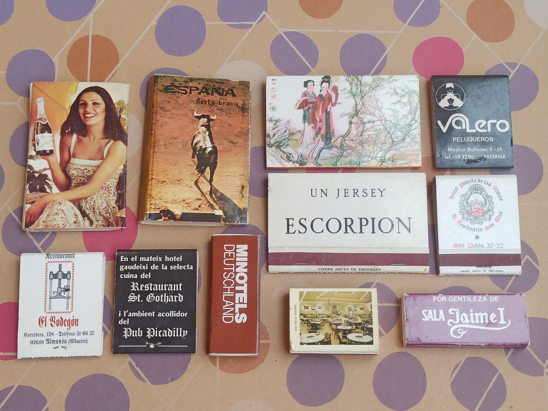 Set of 11 MATCHBOX 1980, Antique Matches, Various Design, Made in Spain ...