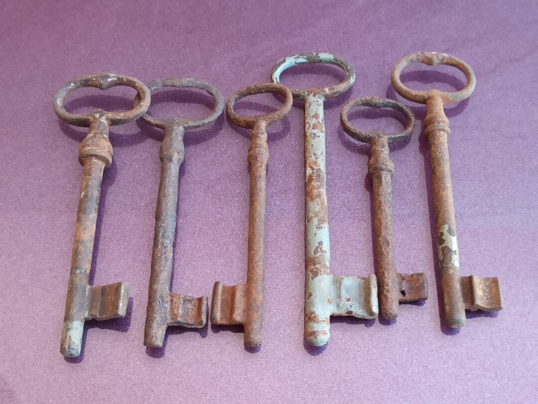 Set of 6 Antique 19th Keys, Large Door Key, Original Padlock Keys ...