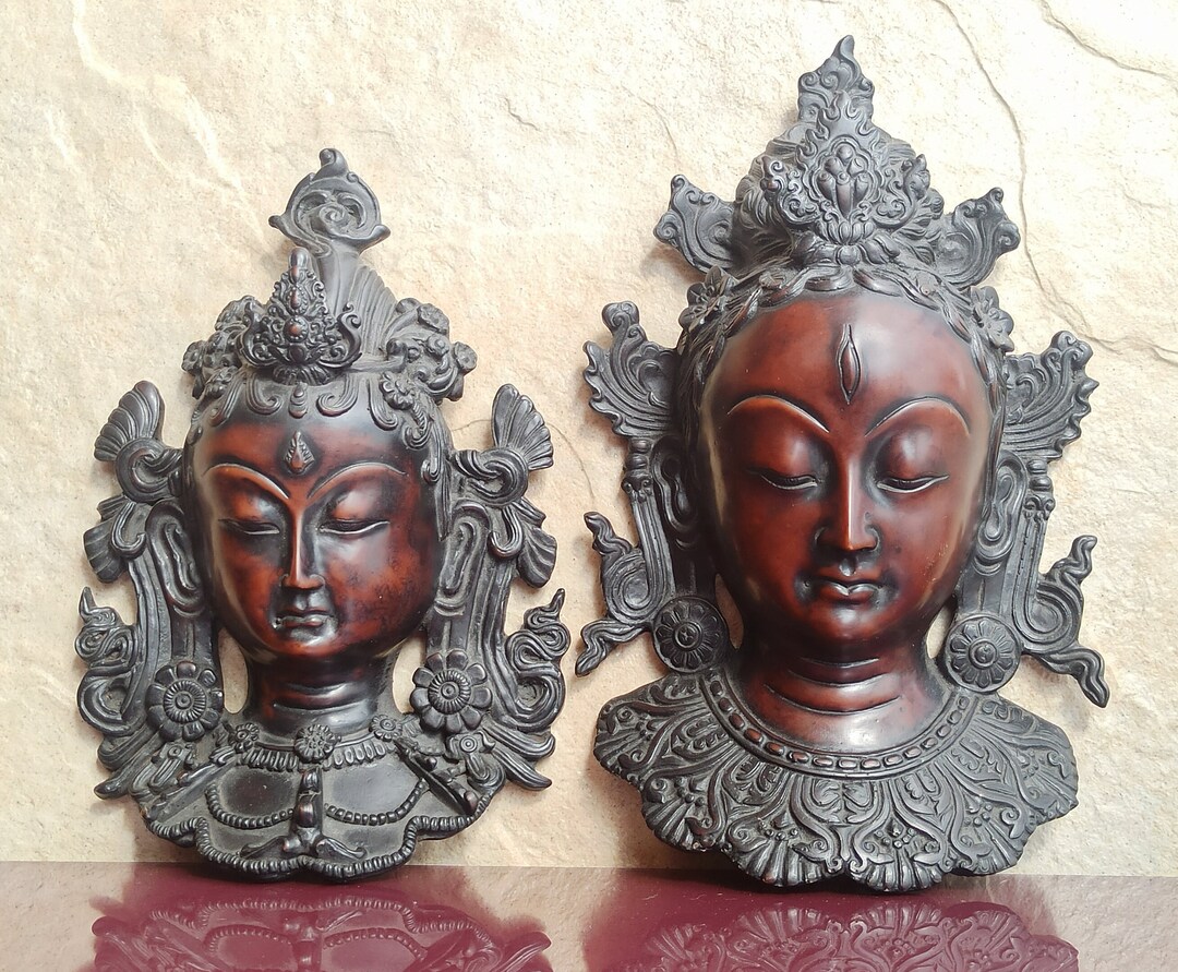 Tibetan Masks Sculpture of Hindu God Shiva the Destroyer and Mask of ...
