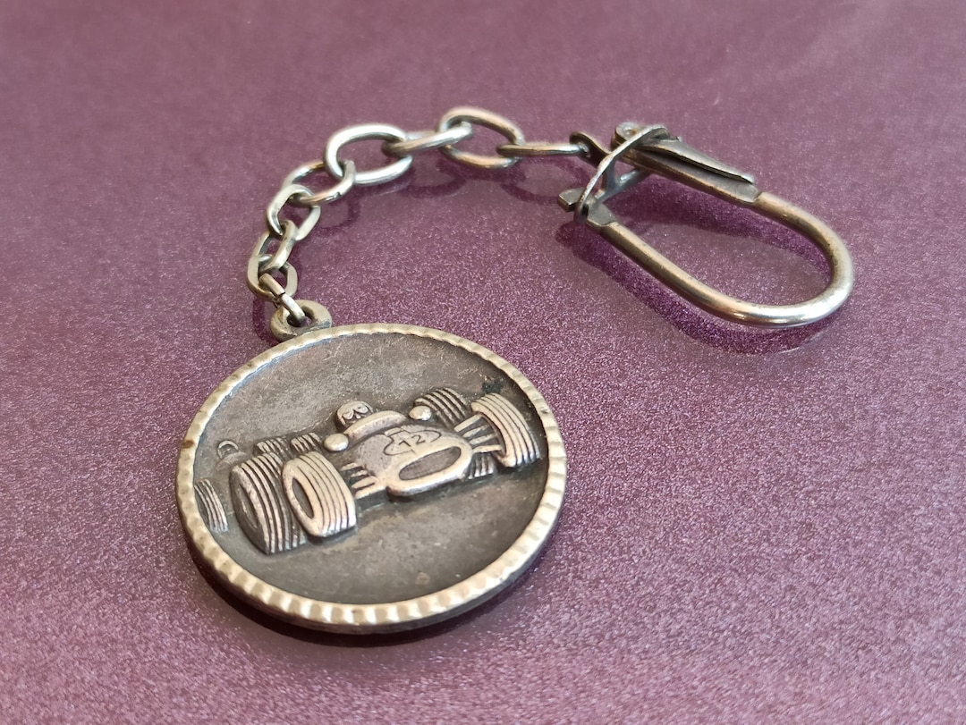 1950th Silver Racing Car Key Chain, Car Silver Keychain, Keychain Racer ...