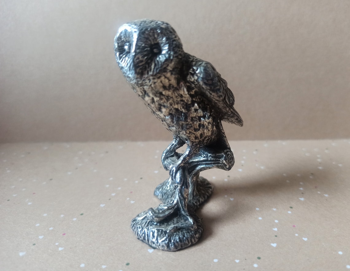 Antique Owl Statue Silvering Owl Figurine Vintage Metal Owl - Etsy