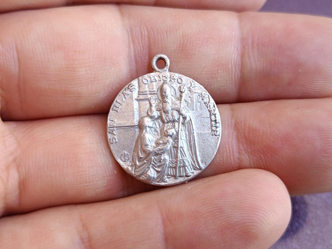 1950s San Blas Bishop Martyr Medal – Vintage Catholic Patron Saint ...