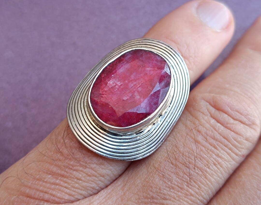 JC Ruby 925 Silver Ring, Ruby Silver Ring Silver, Silver Ruby Ring ...