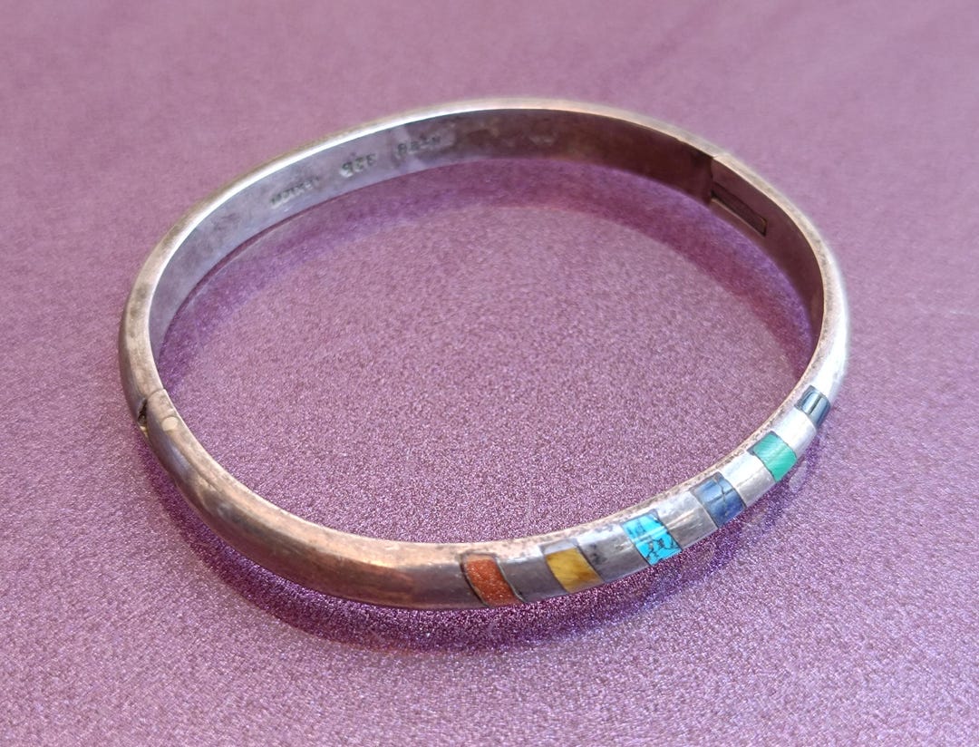 925 Silver Mexico TN-18 Malachite Bracelet, Malachite Silver Bracelet ...