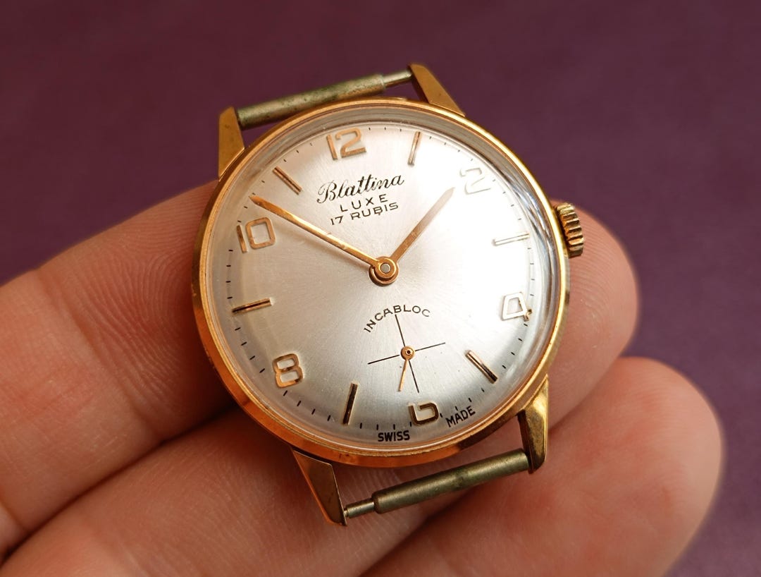 1960 BLATTINA LUXE Gold Filled Plaque G10 17 Rubis Swiss Mechanical ...