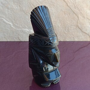 1970 Aztec God of Health and Medicine, Black Obsidian Figure ...
