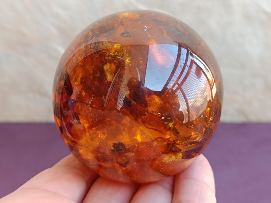 Melted Amber Sphere With Amber Pieces Inside, Amber Sphere, Amber Ball ...