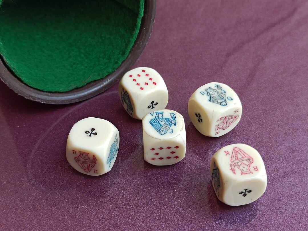 1950 Poker Dice in Original Box, Vintage Complete Set of Martell ...