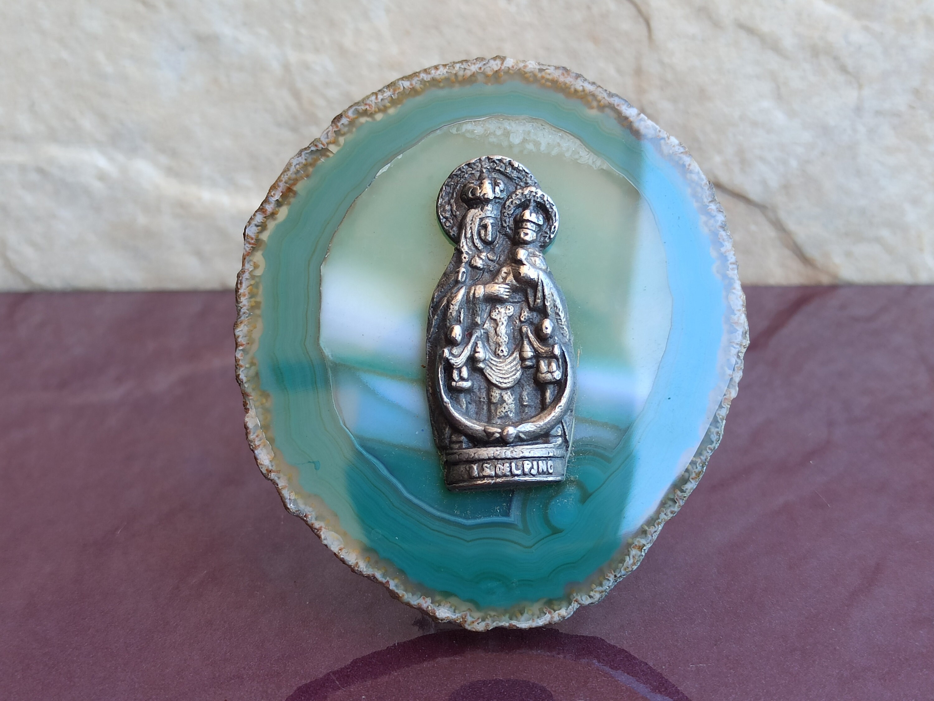 Nuestra Señora Del Pino, Our Lady of the Pine, Slice Agate, Religious ...
