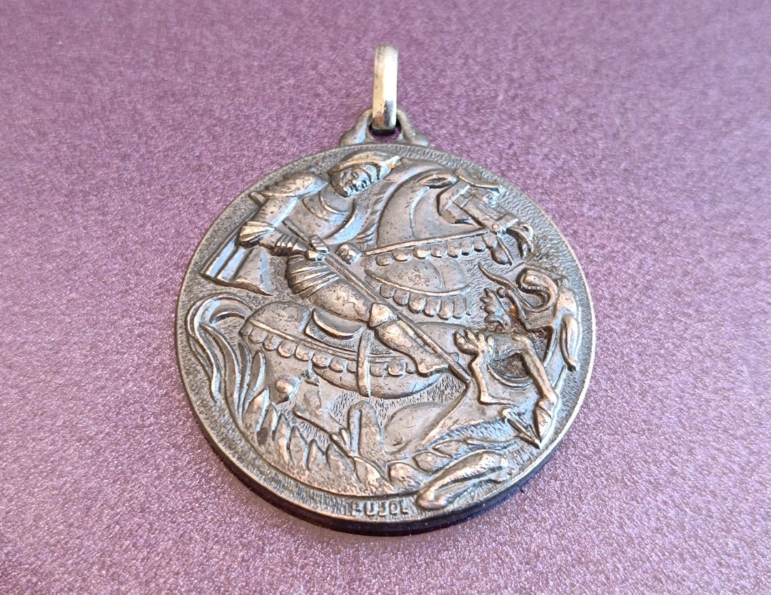 1970 Saint George Silver Plated Medal 36mm, Saint George Medal, Saint ...