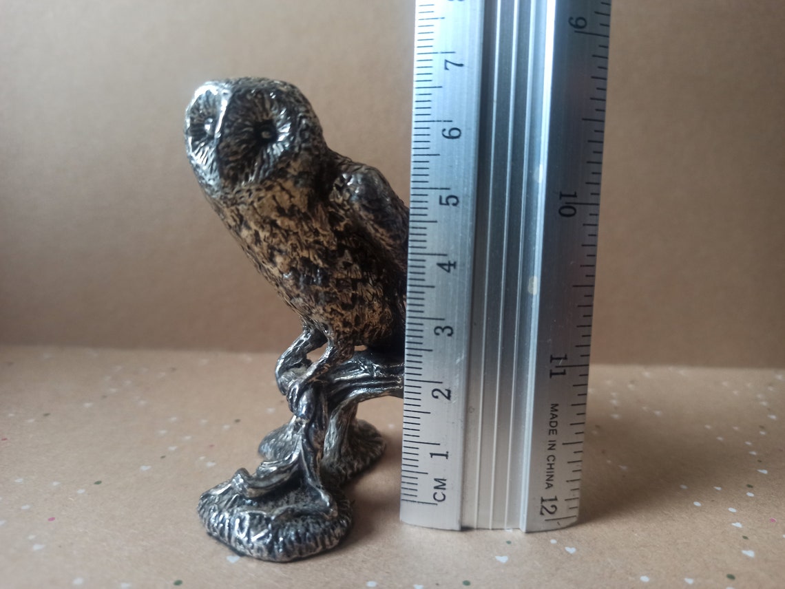 Antique Owl Statue Silvering Owl Figurine Vintage Metal Owl - Etsy