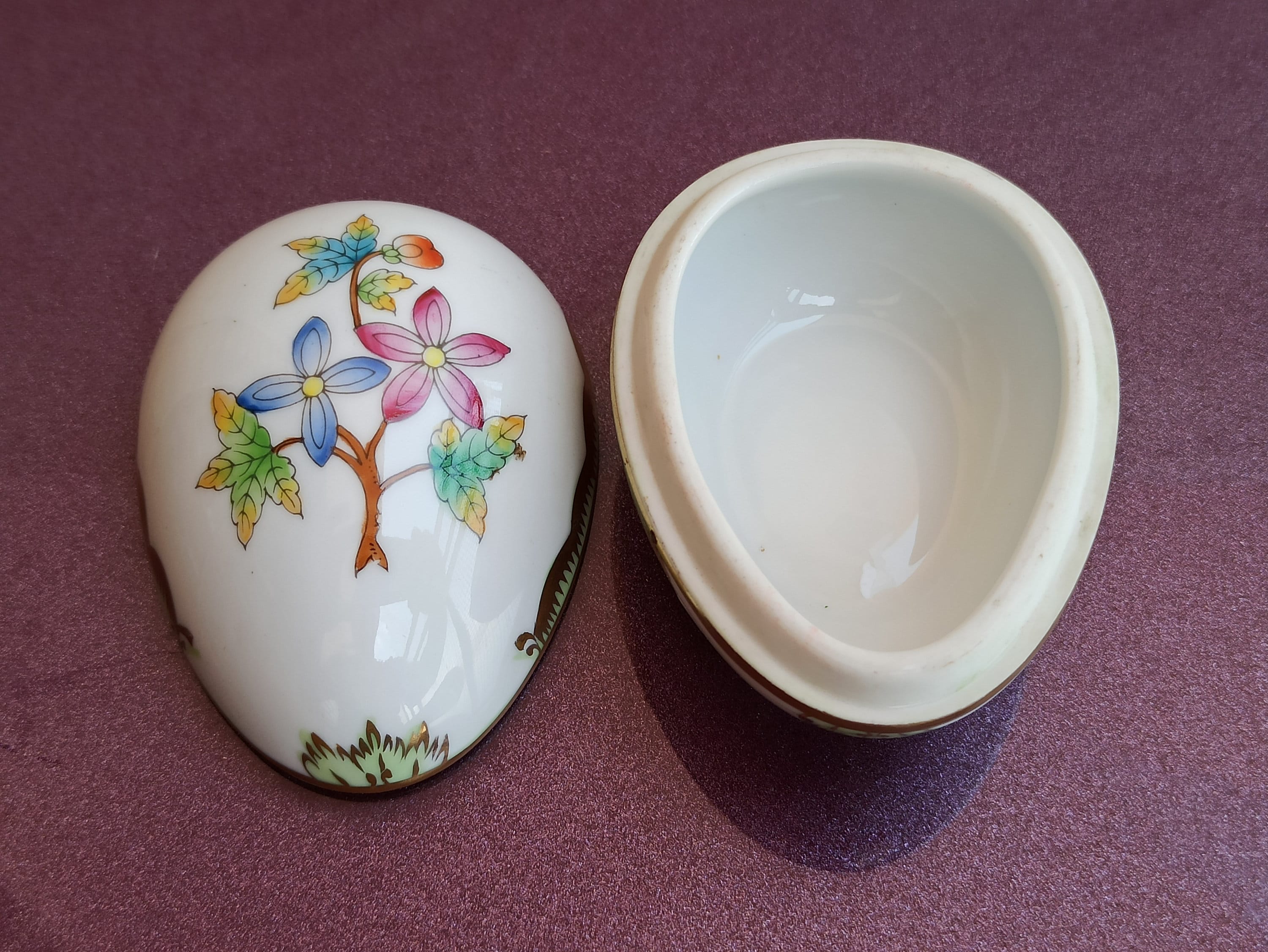 HEREND Hvngary Hand Painted Porcelain Flowers Box Vintage - Etsy