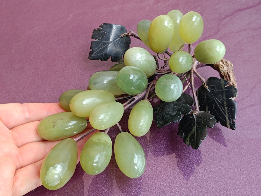 JADE Vintage Grape, Jade Grape Stone, Natural Jade Gemstone Grape ...