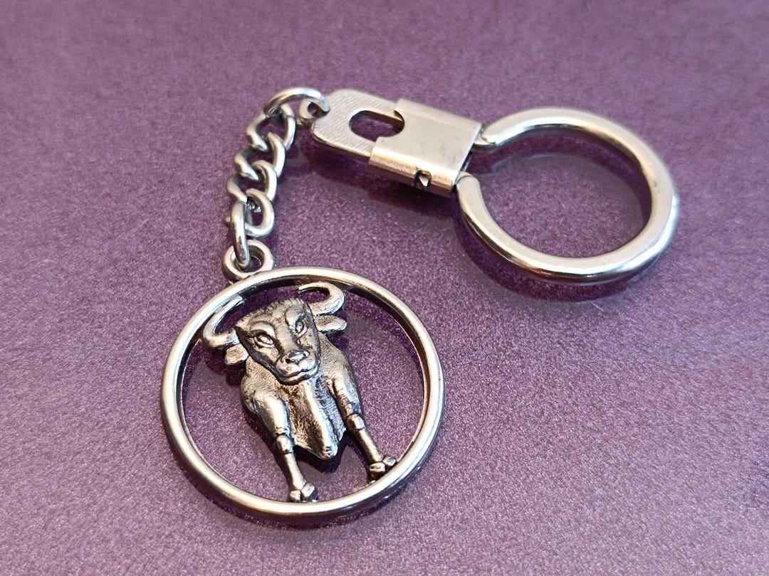 1980s Bull Keychain, Vintage Bull Keychain, Bull Figure, Retro Bull ...
