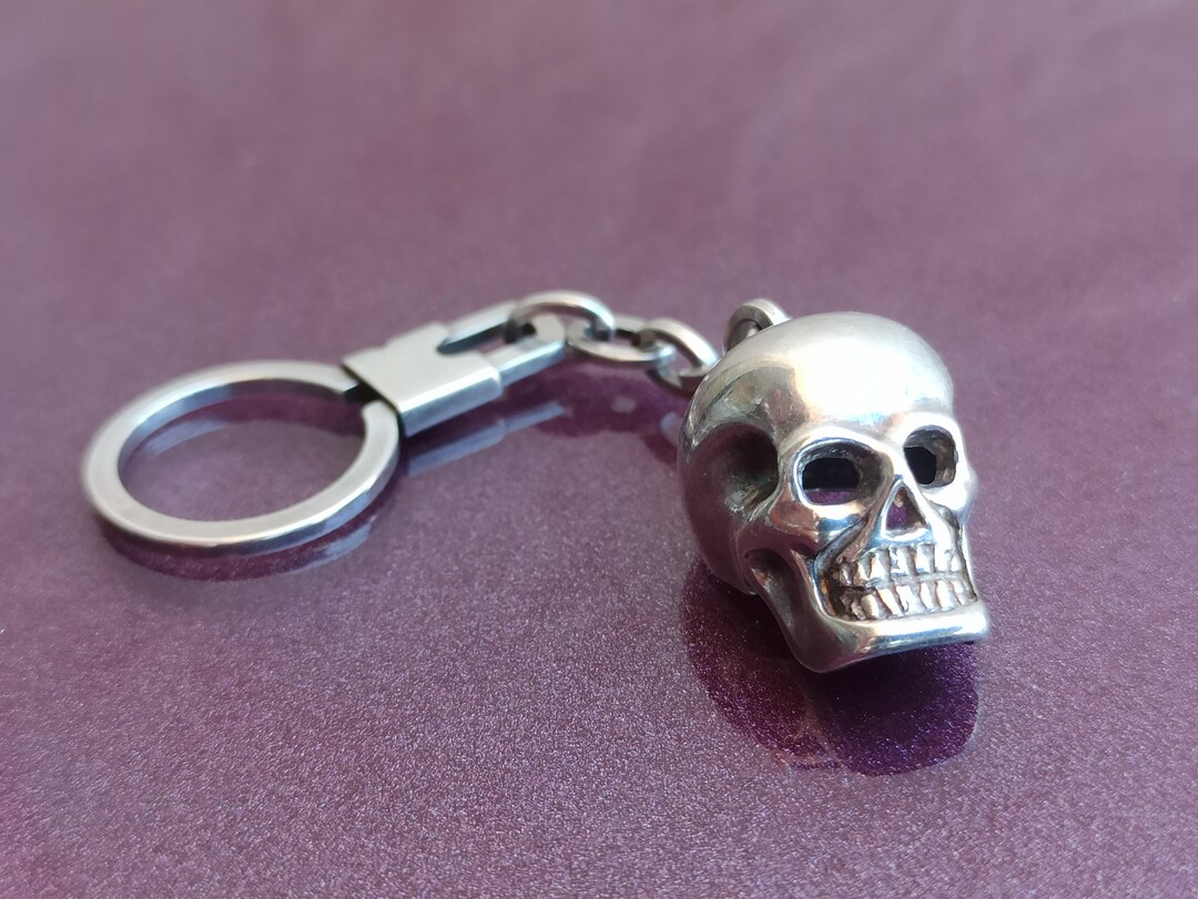 Silver Scull Keychain, Vintage Silver Scull Charm, Retro Silver ...