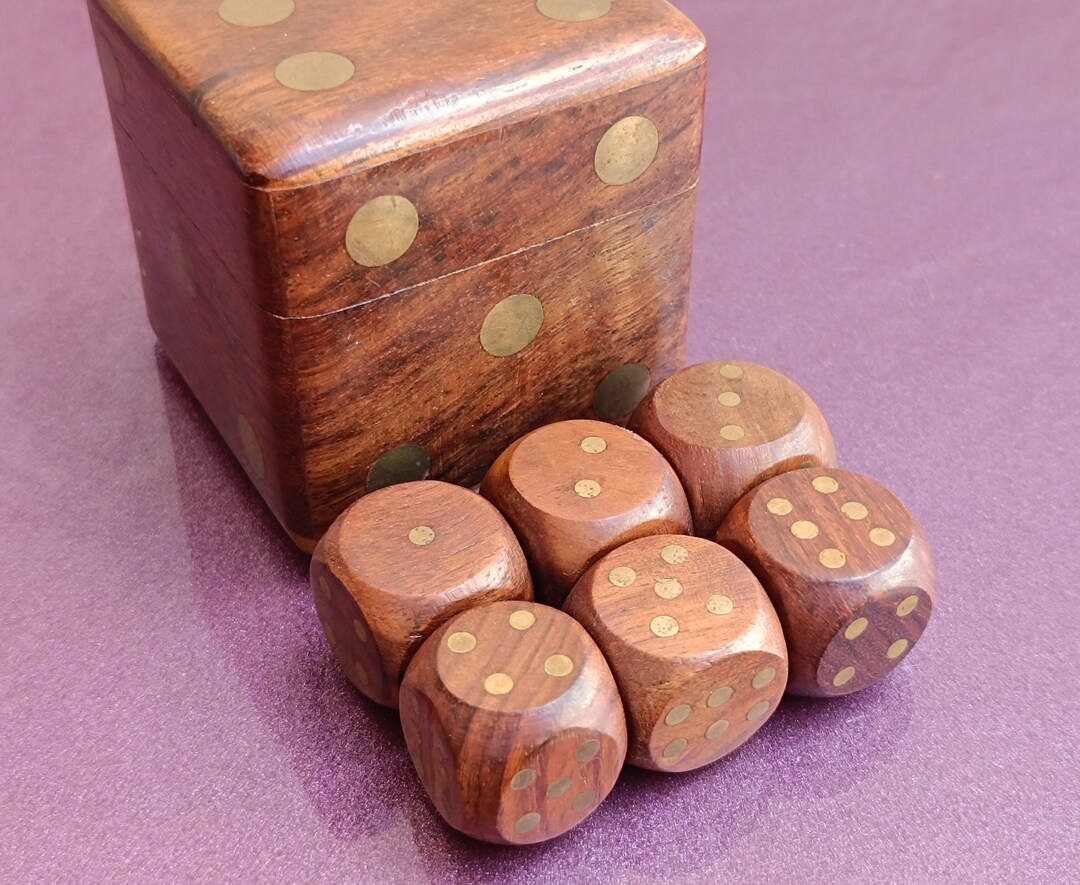 1980 Wood and Brass Vintage Dice, Vintage Complete Dice, Retro Dice ...
