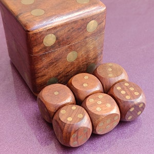 1980 Wood and Brass Vintage Dice, Vintage Complete Dice, Retro Dice ...