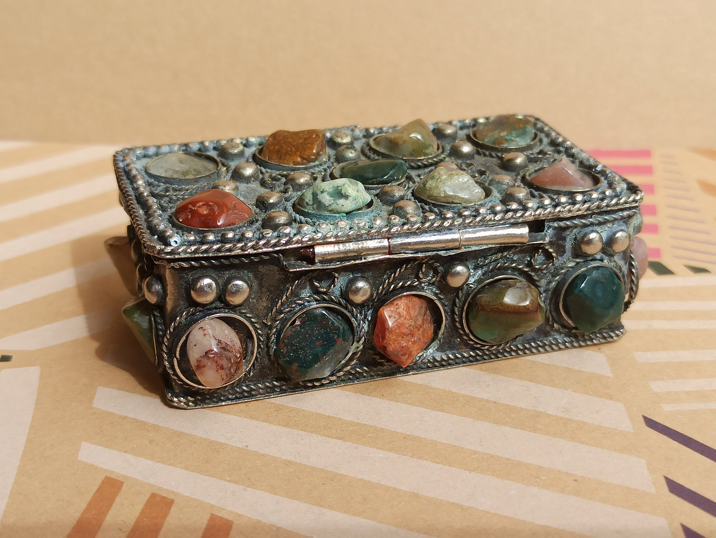 Handmade Silver Jewelry Box With Stones Stone Silver Box - Etsy