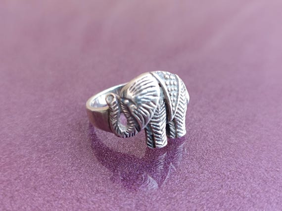925 Silver Elephant Ring, Unique Ring, Vintage Silver… - Gem