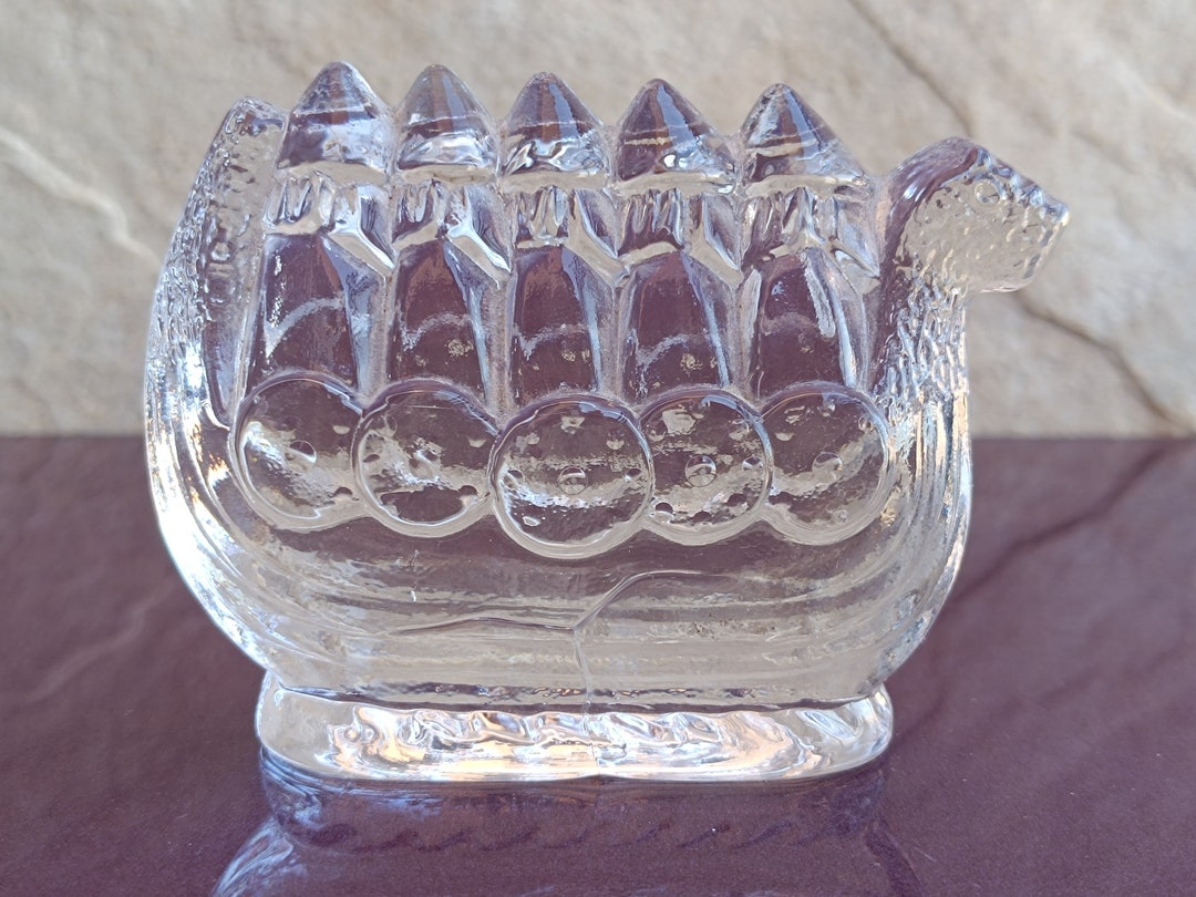 1970 Murano Glass Lindshammar Glasbruk Viking Longboat, Swedish ...