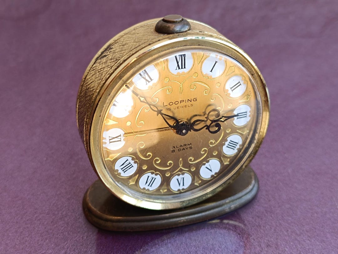 1960s LOOPING 15 Jewels 8 Days SWISS Alarm Clock With Mechanical ...
