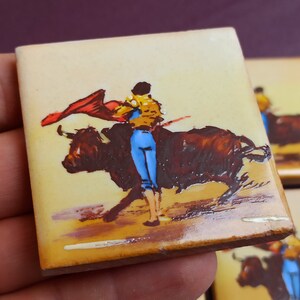 1960 Bullfighting Ceramic Tiles Set, Vintage Decorative Porcelain ...
