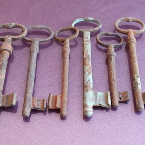 Set of 6 Antique 19th Keys, Large Door Key, Original Padlock Keys ...