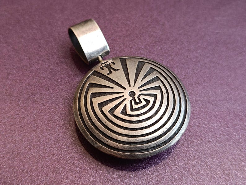 HOPI Sterling Silver Man in Maze Hand Made Pendant, Handmade HOPI ...