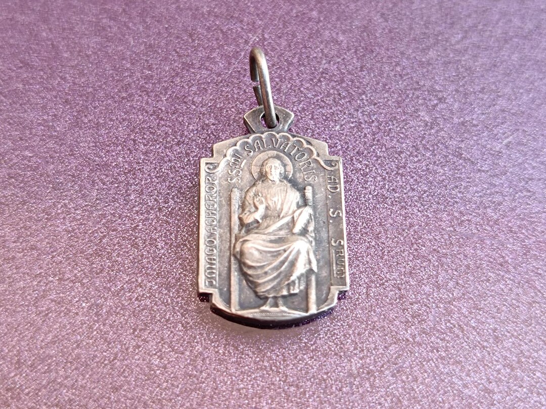 1950s Saint Salvator, Silver Medal, S S Mi Salvatoris Religious Silver ...