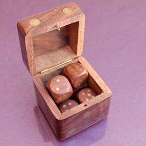 1980 Wood and Brass Vintage Dice, Vintage Complete Dice, Retro Dice ...