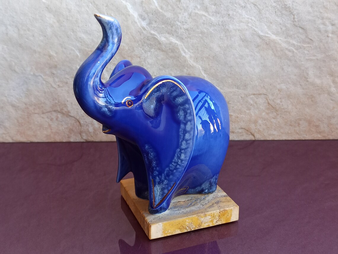 1989th GALOS Elephant Figurine, Porcelain Elephant, Vintage Porcelain ...