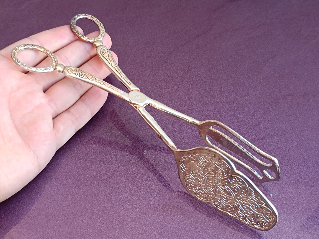 Silver Plated Salad Tongs, Vintage Kitchen Spoon, Scissor Tongs ...