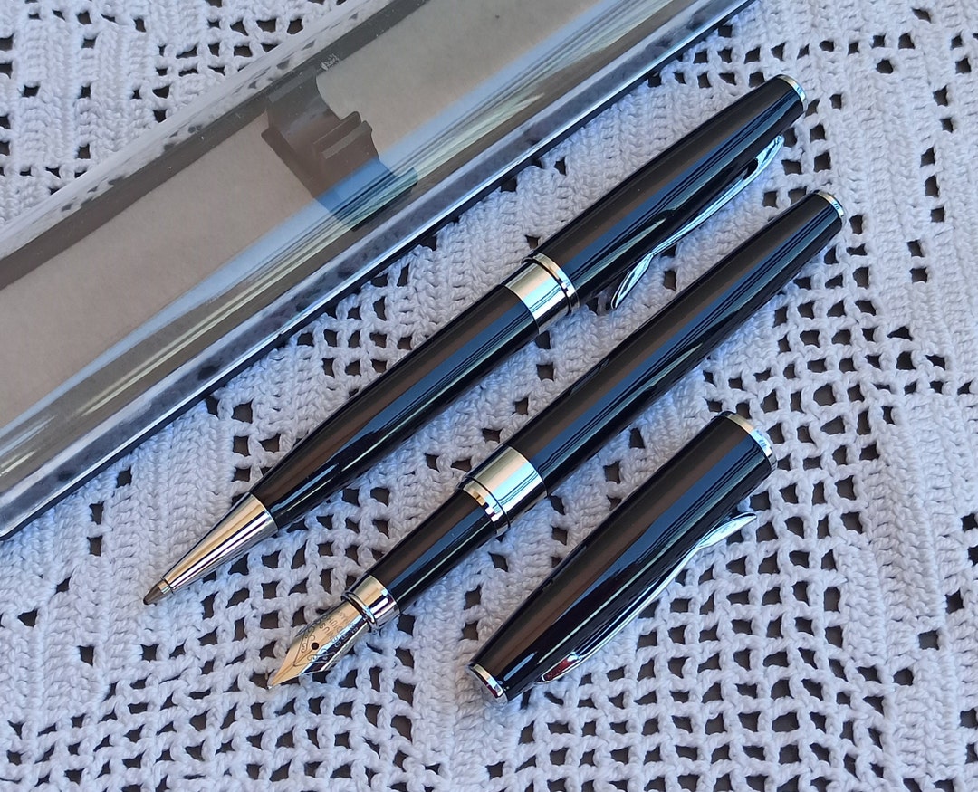 Set of 2 Fountain Pen and Ballpoint Pen, Vintage Fountain Pen, Retro ...