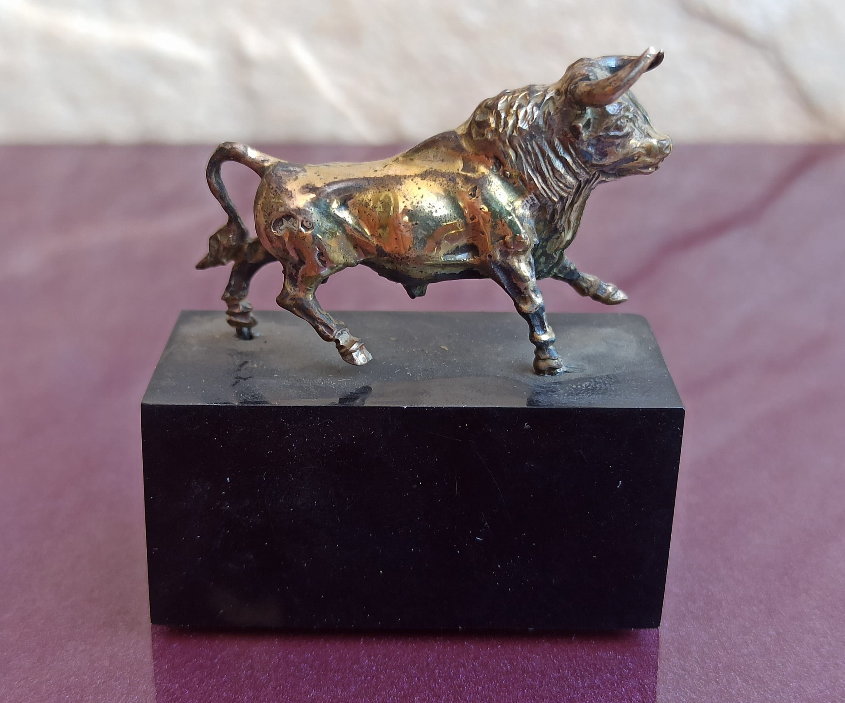 Vintage Silver Bull Statue Genuine Silver Bull Figurine - Etsy