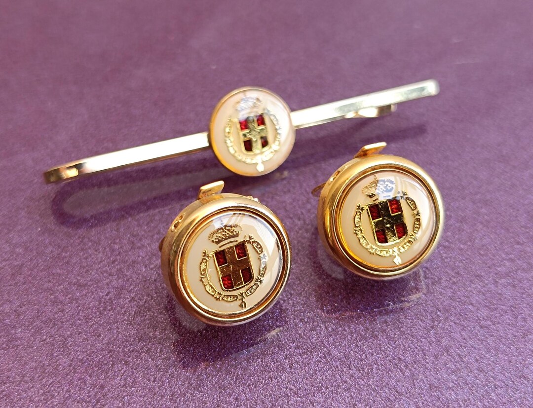 1970s Fimma Gold Filled State Shield Cufflinks, State Shield Cufflinks ...