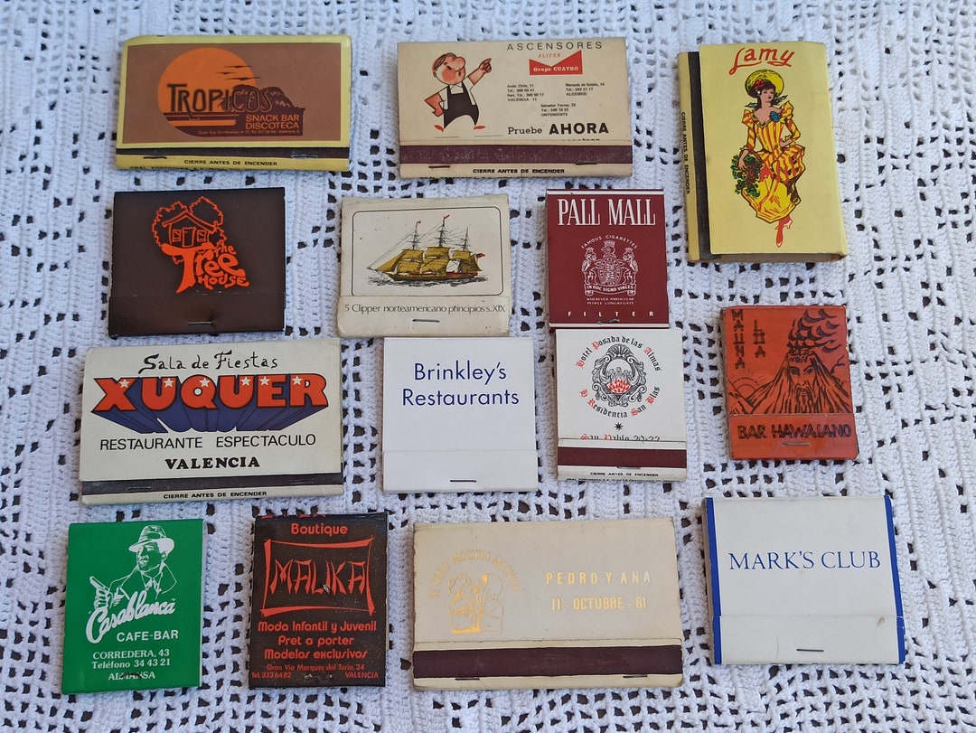 Set of 14 MATCHBOX 1980, Antique Matches, Various Design, Made in Spain ...