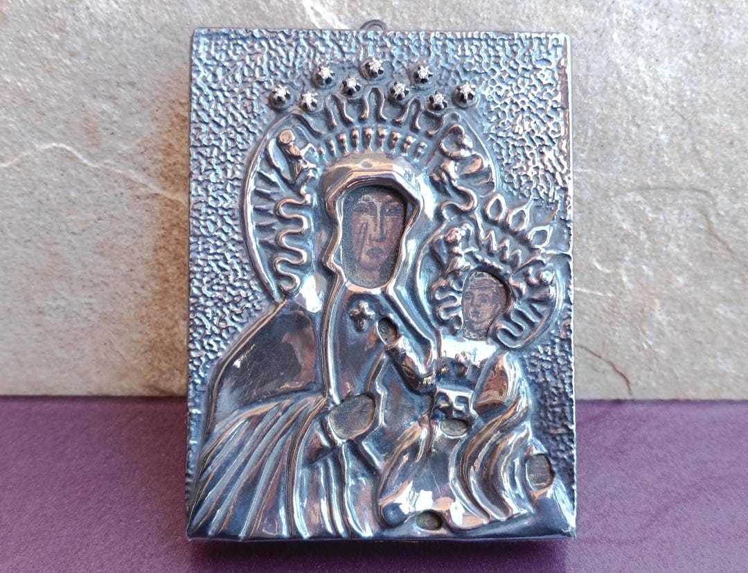 925 Silver Icon Poland, Hand Painted Icon, 925 Silver Icon, Vintage Art ...