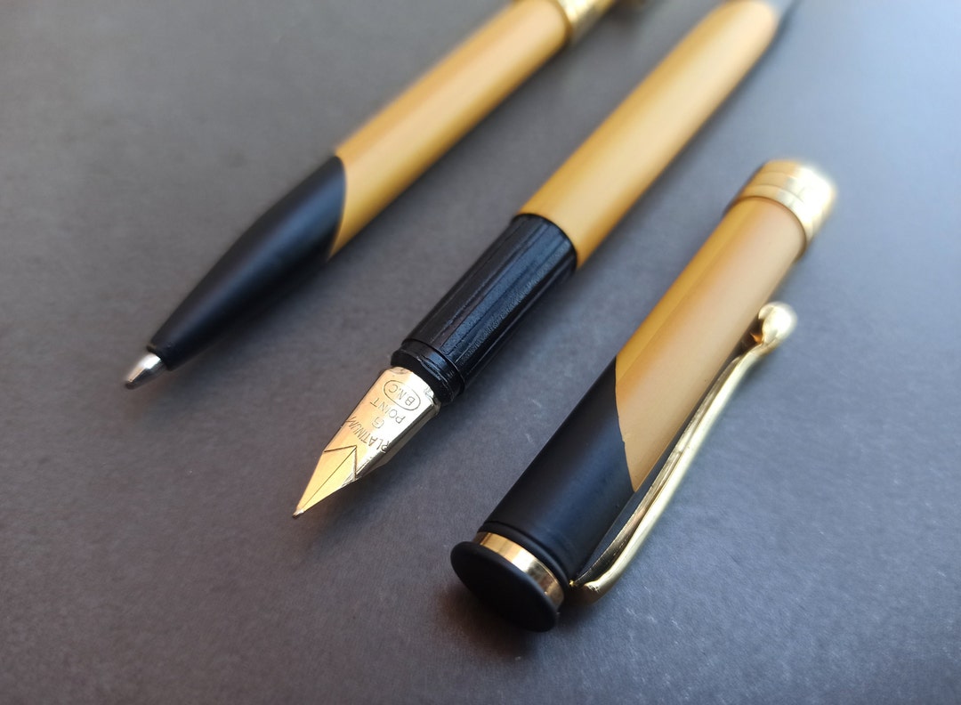 Platinum Point Fountain and Ballpoint Pen, Vintage Gold Filled Fountain ...