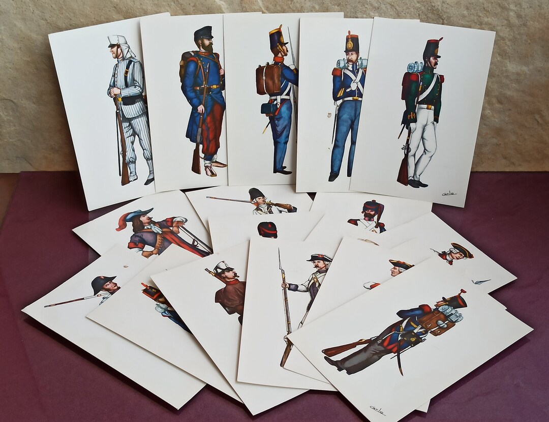 CARLO Set of 15 Postcard 1970 Postal Soldier Figure, Post Cards, Pack ...