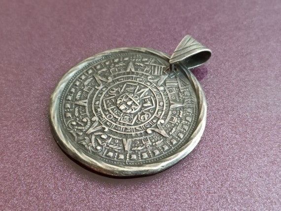 1980 Mexican Mayan Pendant, Mayan Silver Pendant, Mex… - Gem
