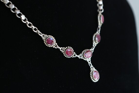 Ruby Necklace 925 Sterling Silver Necklace Silver Ruby | Etsy